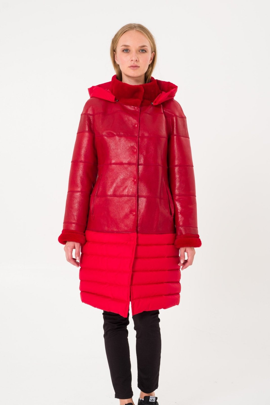 ADAMO - Red Long Leather Coat
